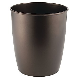 mDesign Small Steel Round Trash Can Bucket - 1.5 Gallon Wastebasket, Garbage Container Bin for Bathroom, Powder Room, Bedroom, Kitchen, Home Office - Hamill Collection - Bronze