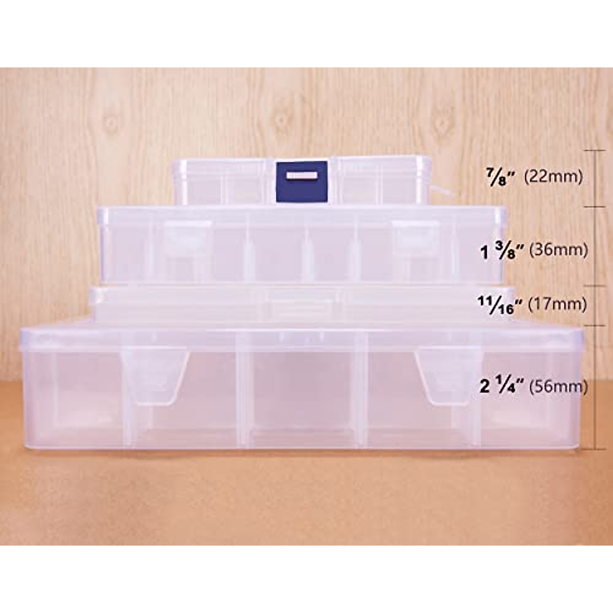 Ginsco 4 Pack Clear Plastic Adjustable Divider Organizer Multifunction Box Storage Container Set for Beads Earrings Jewelry DIY Crafts Loom Bands Office supplies Fishing Tackle Hand Tool