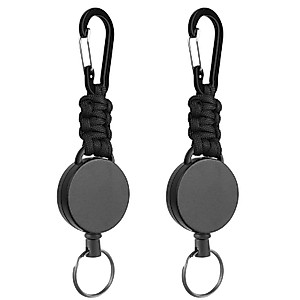 2 Pack Retractable Keychain, Heavy Duty Retractable Badge Holder Reel, Retractable ID Badge Clip Reel with Steel Cable and Carabiner Clip, Badge Reel Carabiner Key Chain