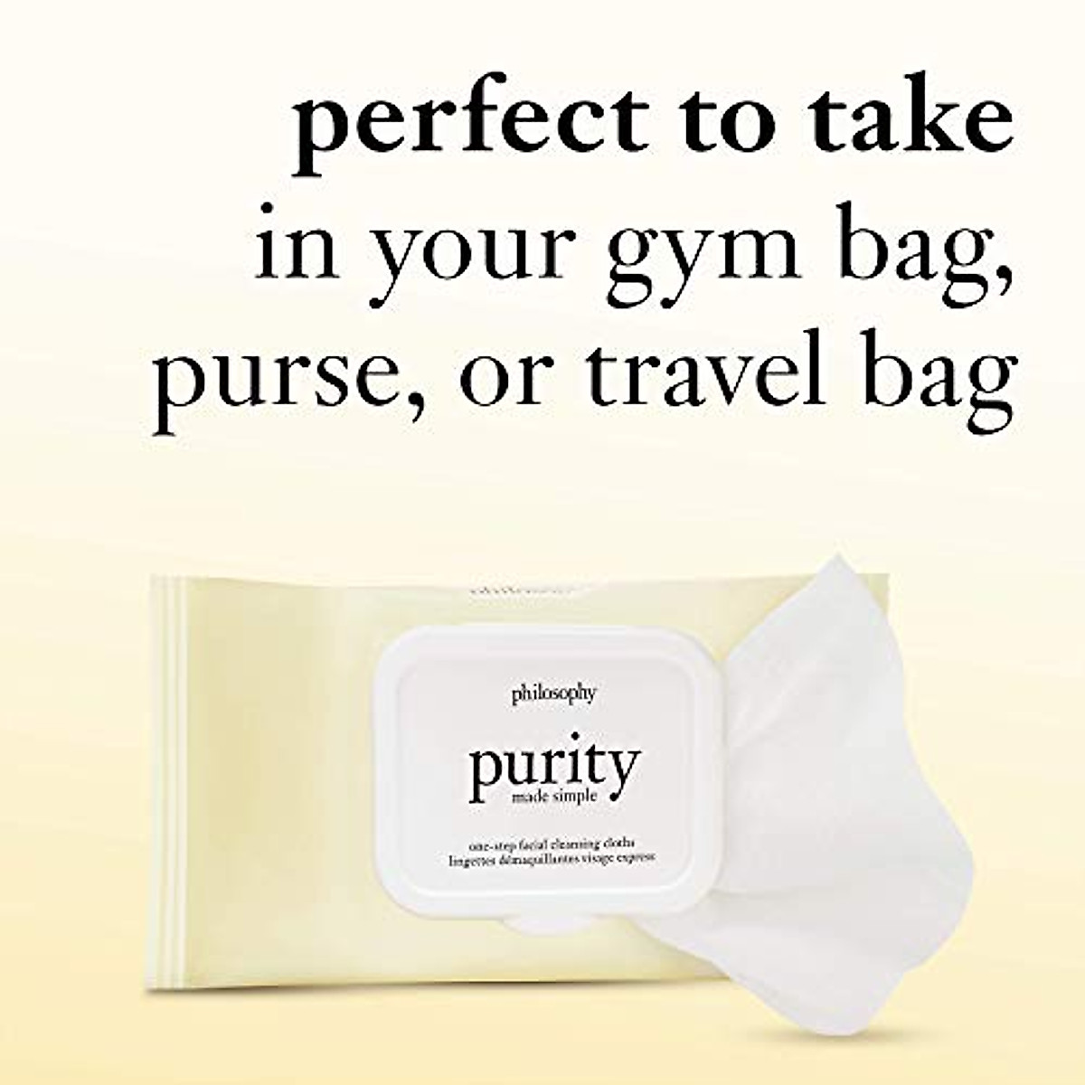 philosophy purity made simple one-step facial cleansing cloths - easily removes makeup, dirt & oil on the go - skin is left clean and comfortable with no rinsing needed - 30 ct.