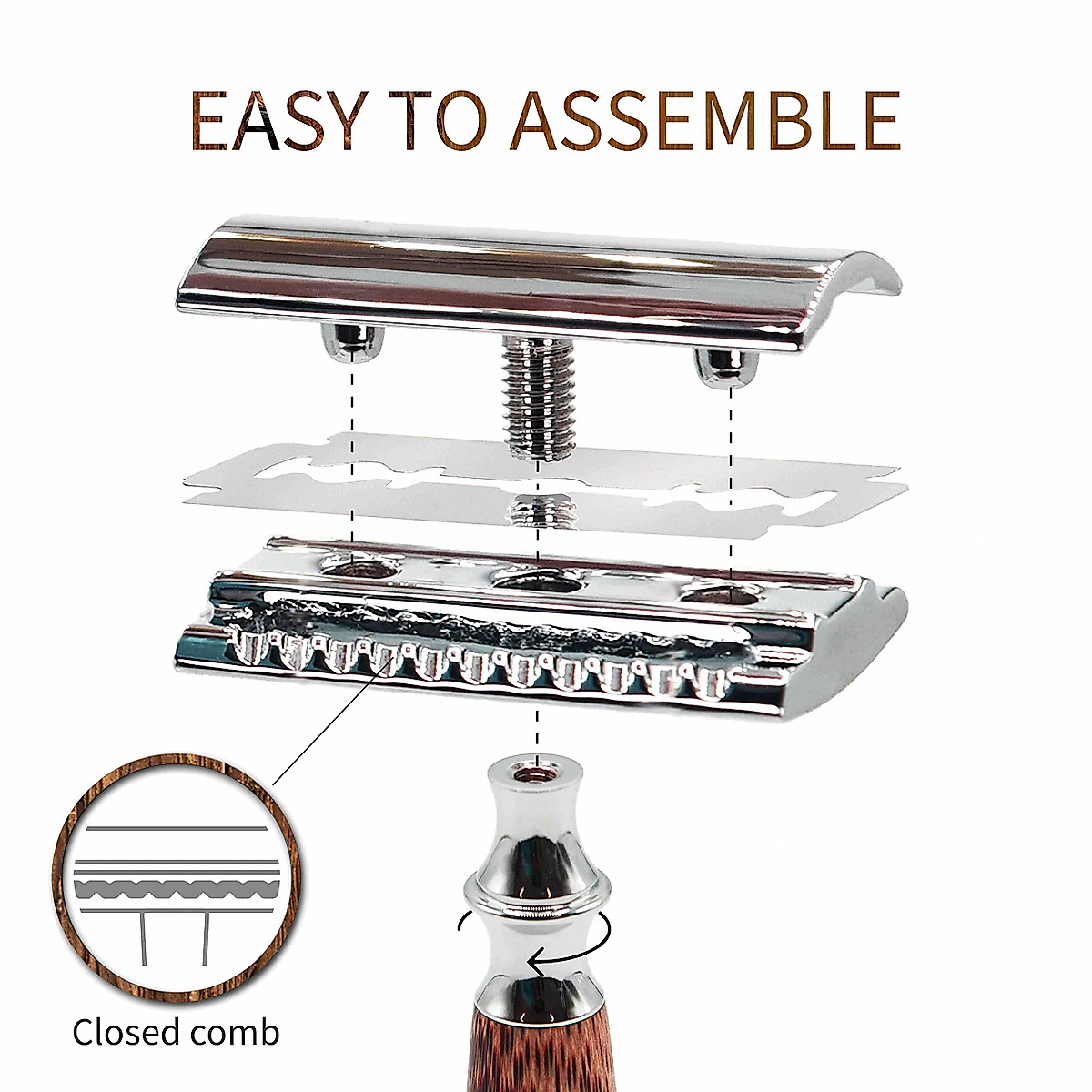 Safety Razor Silver | Bamboo Double Edge Razor | Mens Razors for Shaving | Safety Razor For Women | Shaving Razor | Double Edge Safety Razor | Single Blade Razors for Men | Reusable Razor | Bambaw