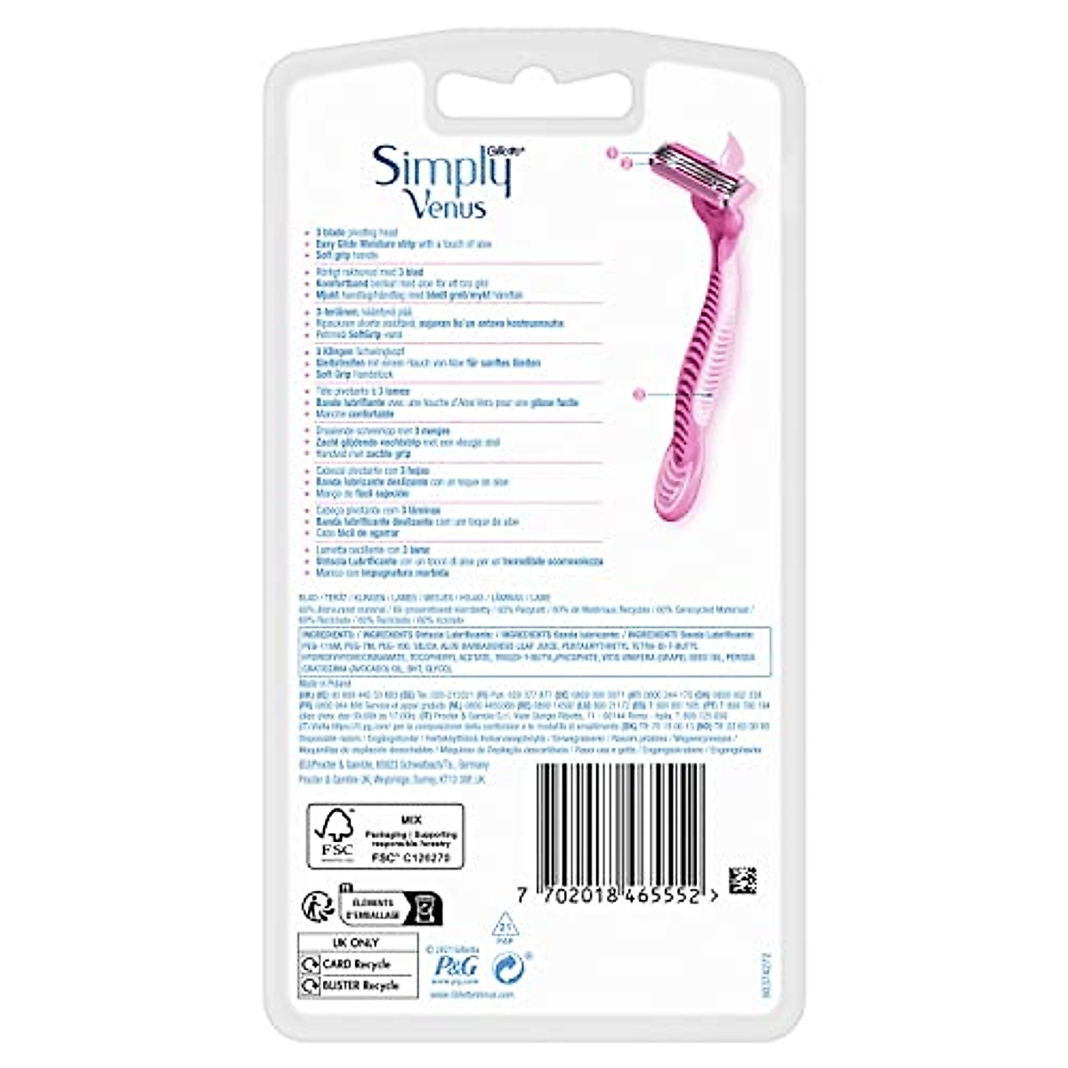 Venus - Simply3 Disposable Razors for Women - 4 Pieces
