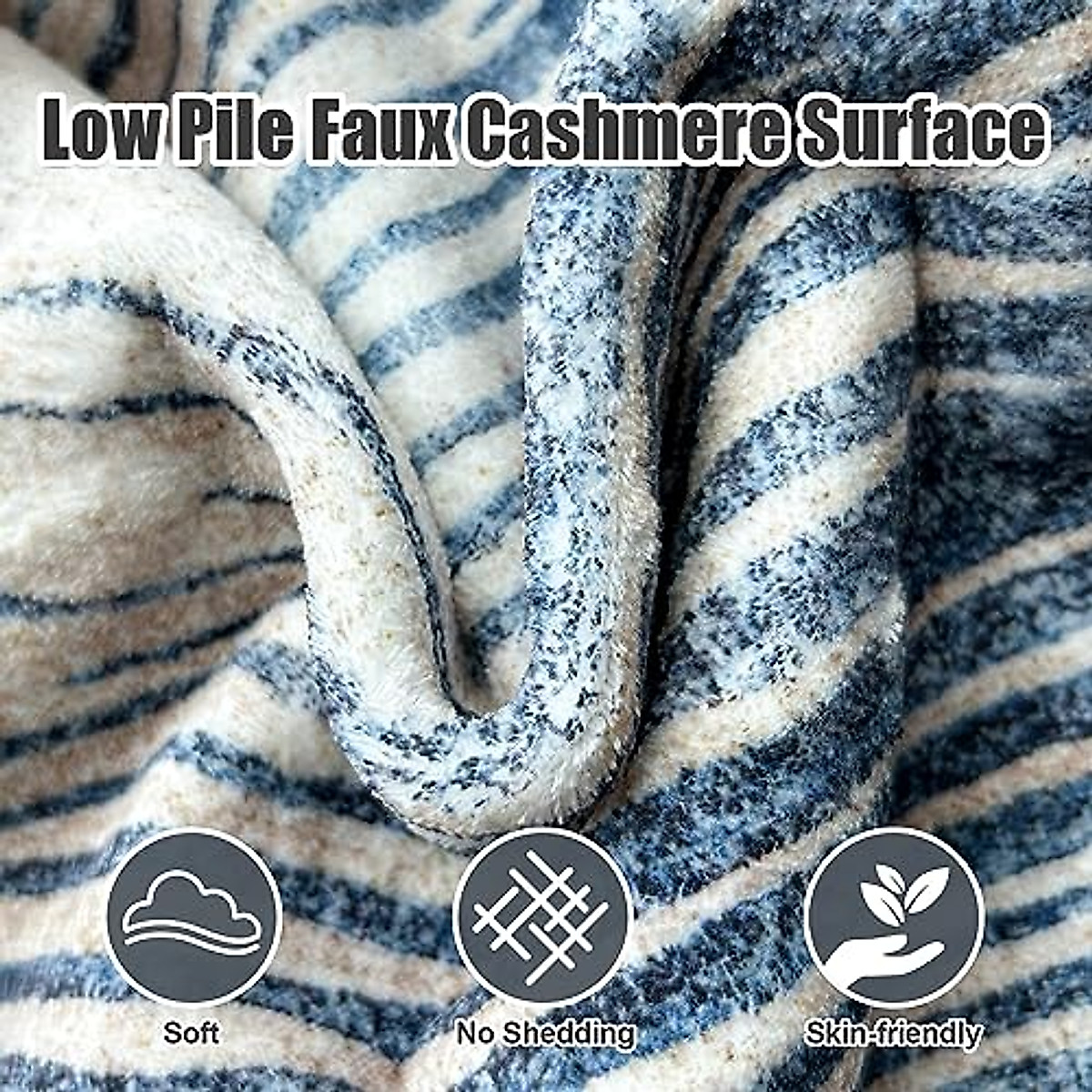 VKLIVING Washable Area Rug 9'x12' Abstract Thin Living Room Non Slip Bedroom Soft Low Pile Machine Washable Lightweight Large Area Rug, Blue&Beige