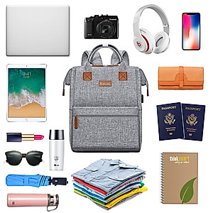 BRINCH Laptop Backpack for Women Men, Personal Item Travel Bag for 15.6 Inch Computer with USB Charging Port Water Resistant College School Nurse Backpack Bag Carry On Bookbag for Work/Business,Gray