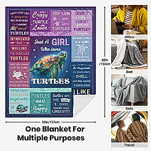 Solzien Turtle Blanket 60"x50", Turtle Gifts, Sea Turtle Gifts for Women, Turtle Ornament, Turtle Gifts for Turtle Lovers, Turtle Ornament, Turtle Birthday Decorations, Turtle Themed Gifts for Women