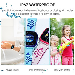 cjc 4G Kids Smartwatch, Smart Watch for Kids, IP67 Waterproof Watches with GPS Tracker, 2 Way Call Camera Voice & Video Call SOS Alerts Pedometer WiFi Wrist Watch, 3-12 Years Boys Girls