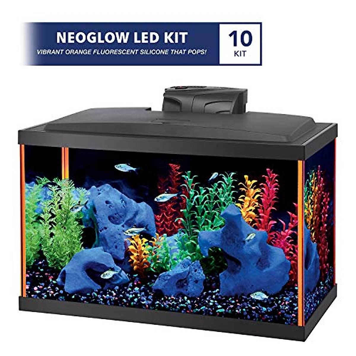 Aqueon NeoGlow LED Orange Aquarium Fish Tank Starter Kit, 10 Gallon