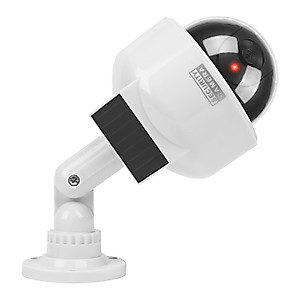 YSUCAU Solar Powered Dummy Fake CCTV Security Dome Camera with Flashing Red LED Light & Warning Security Alert Sticker Decal, Indoor/Outdoor Use