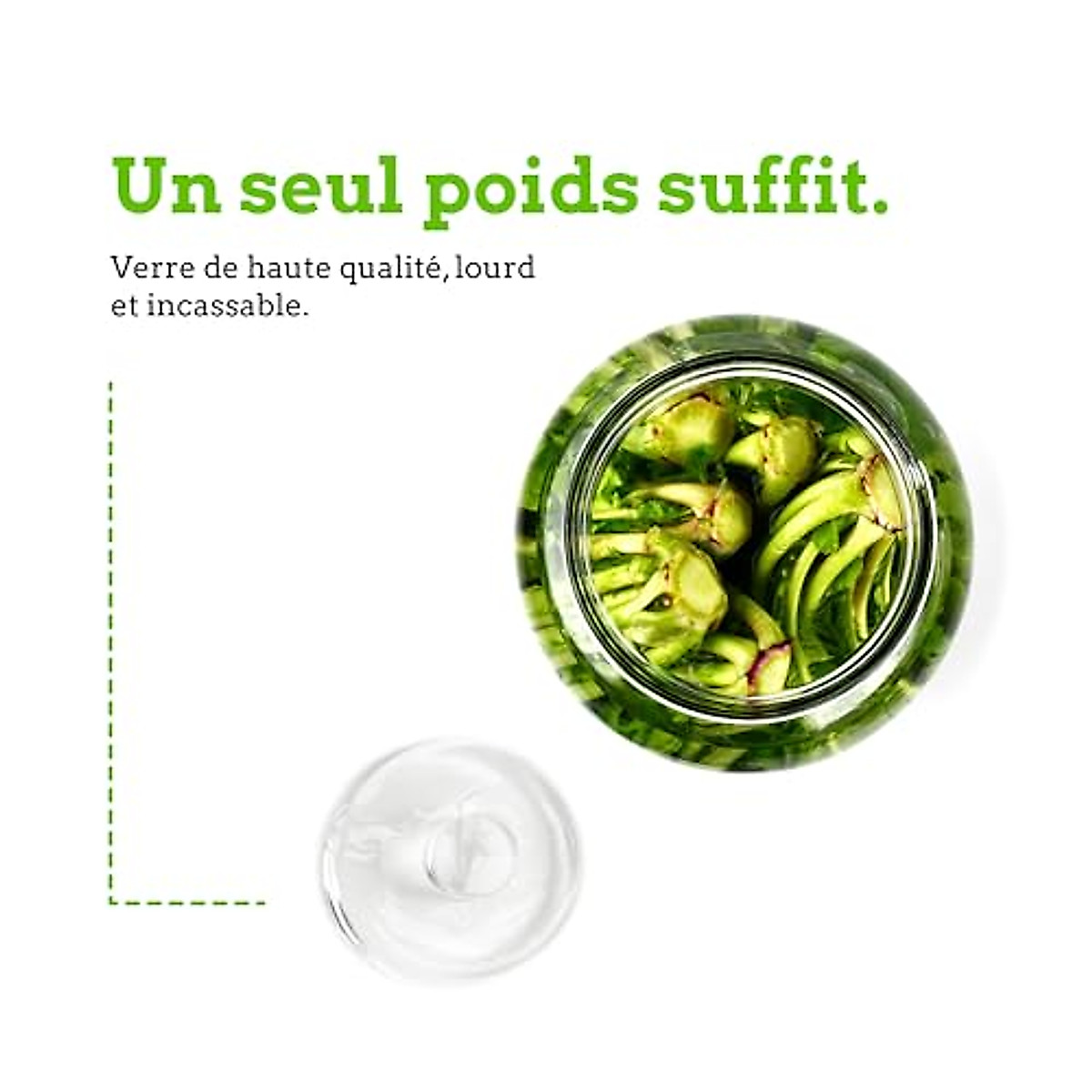 Nourished Essentials - Set of 4 Heavy Glass Fermentation Weights Lids - Grooved Handles - Canning Supplies - for Pickling & Canning - Fits Wide Mouth Mason Jars