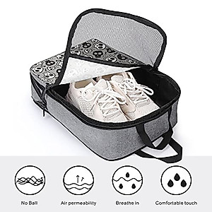 Frcavbin Skulls And Bones Halloween Travel Shoe Bag Shoes Carrier with Handle and Zipper Foldable Shoe Puches Organizer for Home storage School starts