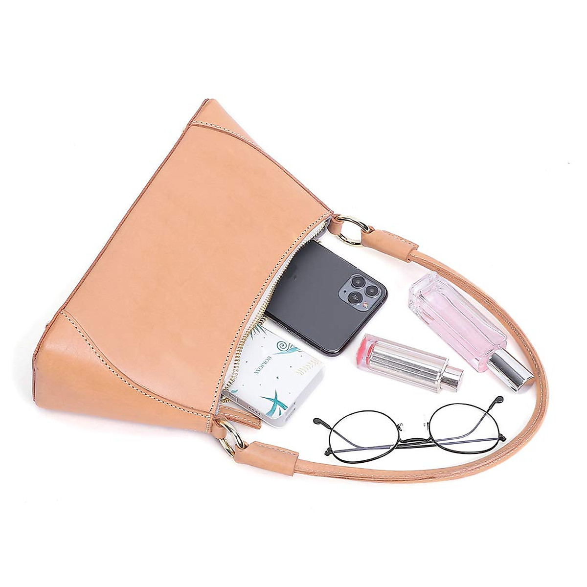 Vintage Handmade Full Leather Underarm Shoulder Bag Cowhide Handbag for Women Purse High-grade Vegetable Tanned Leather