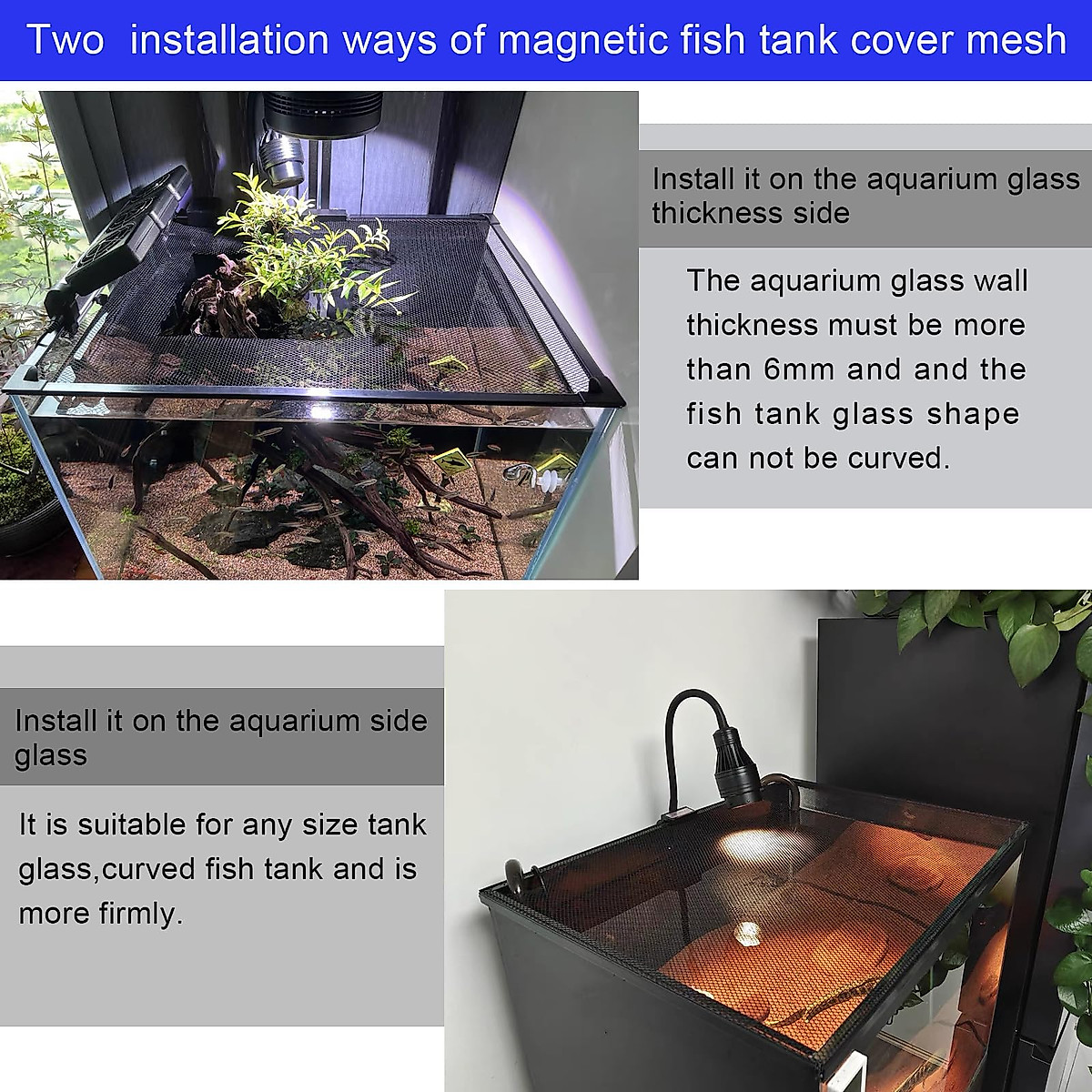 NestBasics Magnetic Aquarium Cover lid Fish Tank lid Anti-Jumping net Cover mesh to Protect Fish Jumping Out of Fish Tank (Big Size DIY Cover lid)