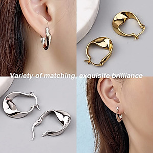 14K Gold Plated Hoop Earring for Women,Hypoallergenic Chunky Gold Earrings Small Simple Womens Hoop Earring