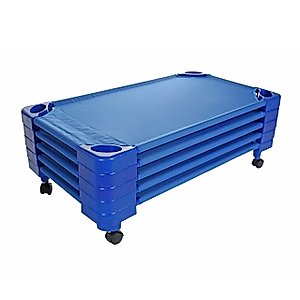 Pearington Stackable Standard Naptime Cot, Blue (Set of 5)
