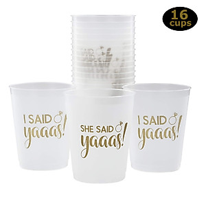 Felitsa Bachelorette Party Cups - I Said Yaaas Style (16 pcs, 16 Oz.) - Engagement Party Decoration and Bridal Shower Gift