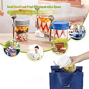 SNGKMSYG Overnight Oats Containers with Lids 2 Pack Mason Jars for Overnight Oats 12 oz Large Sealed Glass Meal Prep Container for Overnight Oats, Cereal, Yogurt, Milk, Salad with Measurement Marks