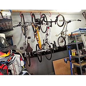 AIYoo Bike Hooks Heavy Duty Bicycle Storage Hooks Set of 6,Screw-in Utility Storage Hangers Shed Garage Garden Hook Plastic Coated for Wall Mount/Ceiling Red