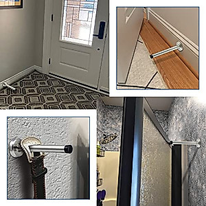 Door Stopper, 5 Inch Long Door Stop Wall Mounted, Stainless Steel Brushed Satin Baseboard Doorstops Bumper Tips Baby Proof Extra Long Door Stoppers Extender, Silver