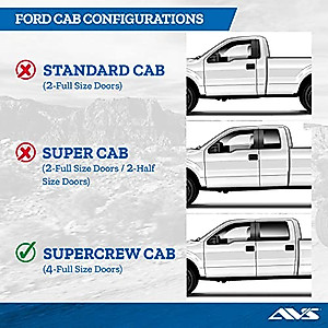 Auto Ventshade [AVS] Outside Mount Ventvisor / Rain Guards | Fits 2015 - 2024 Ford F-150, 2017 - 2024 Ford F-150 Raptor/F-250/F-350/F-450/F-550 Super Duty SuperCrew- Smoke, 4 pcs. | 94975