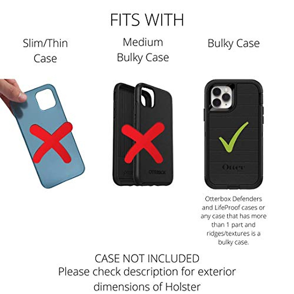 Turtleback Holster Case Designed for iPhone 14 Pro Max, 14 Plus, 12/13 Pro Max Fits w/ OB Defender or Bulky Cases, Black Nylon Holster Pouch with Heavy Duty Rotating Belt Clip, Horizontal