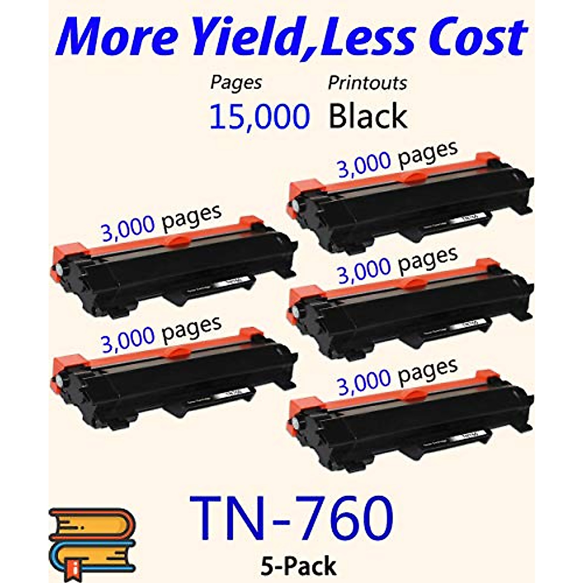 (5-Pack, Black) ColorPrint Compatible Toner Cartridge Replacement for Brother TN-760 TN760 TN730 Used for HL-L2350DW HL-L2395DW HL-L2390DW HL-L2370DW L2750DW MFC-L2750DWXL L2710DW DCP-L2550DW Printer