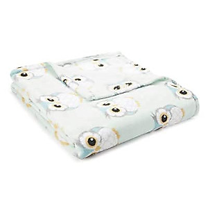 Real Living Owl Fleece Throw Blanket Green