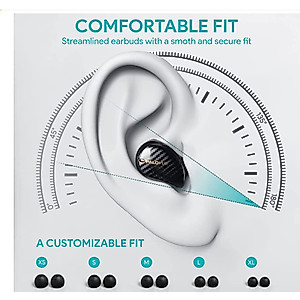 PALOVUE Wireless Earbuds Bluetooth Headphones, Wireless Earphones CVC8.0 Noise Cancelling Earbuds with Touch Control and 4 Mic for Clearer Call, Deep Bass Stereo in-Ear Headphones Qualcomm CSR Chip