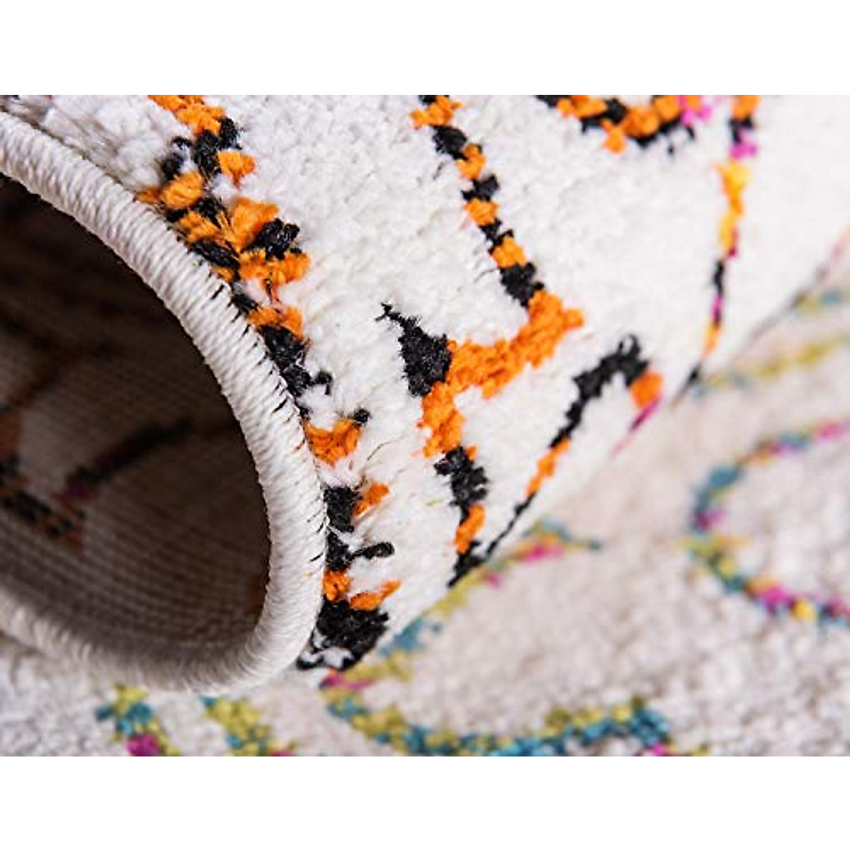 Unique Loom Lyon Collection Colorful Abstract Floral Rainbow Gradient Area Rug, 4 x 6 Feet, Ivory/Pink