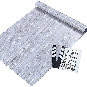 Self Adhesive Vinyl Grey Oak Wood Grain Shelf Liner Contact Paper for Kitchen Cabinets Countertop Table Desk Dresser Drawer Cupboard Bookshelves Furniture Walls Decal (17.7x117 Inches)