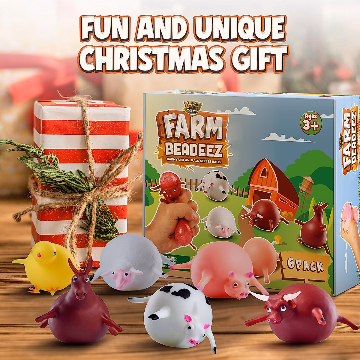 Yoya Farm Freinds DNA Balls - Fidget Stress Ball - Colorful Soft Squishy - Mental Stimulation, Clarity, Focus Tool - Fun Squishies - 6 Pack