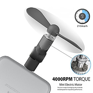 Wuedozue Portable Mini Fan [180 Rotating] Small Cool Cooler Cell Phone Fan Compatible with iPhone 14/14 Pro Max/13/13 Pro Max/12/11/12 Pro/Xs/Max/X/iPod and Other Devices