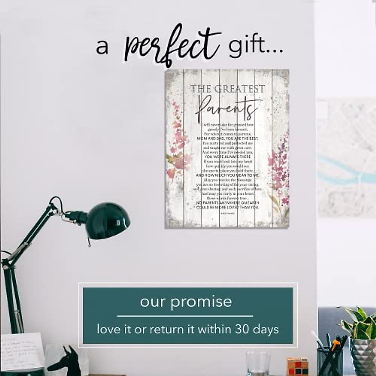 DEXSA Greatest Parents Wood Plaque - Made in the USA - 11.75 in x 15 in - Classy Vertical Frame Wall Hanging Decoration | Mom & Dad, you are the Best | Christian Family Religious Home Decor Saying