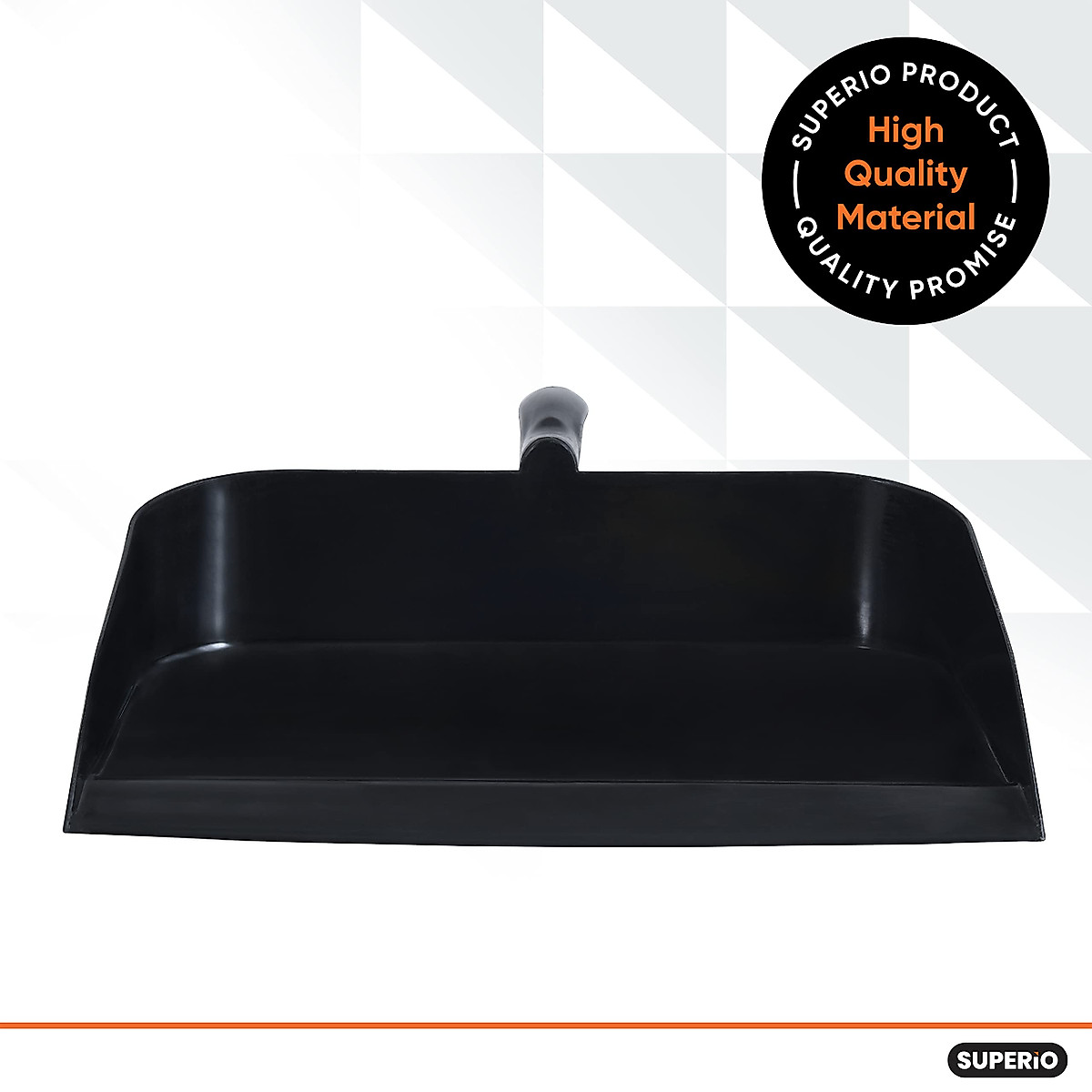 Superio Heavy Duty Plastic Step-on Dustpan with Comfort Grip Handle Black, Durable, Lightweight Multi Surface Dust Pan Easy Broom Sweeping, 10-inch Wide, 2-Pack