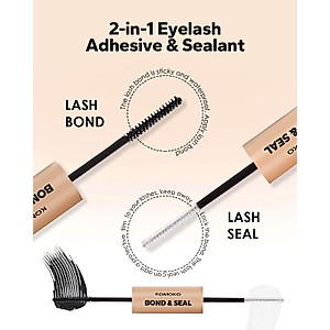 Komoko Lash Bond and Seal (10ml), Cluster Lash Glue for Individual Cluster Lashes, Bond and Seal Lash Glue Super Strong Hold and Long Lasting 48-72 Hours, Waterproof Eyelash Glue & Lash Extension Glue