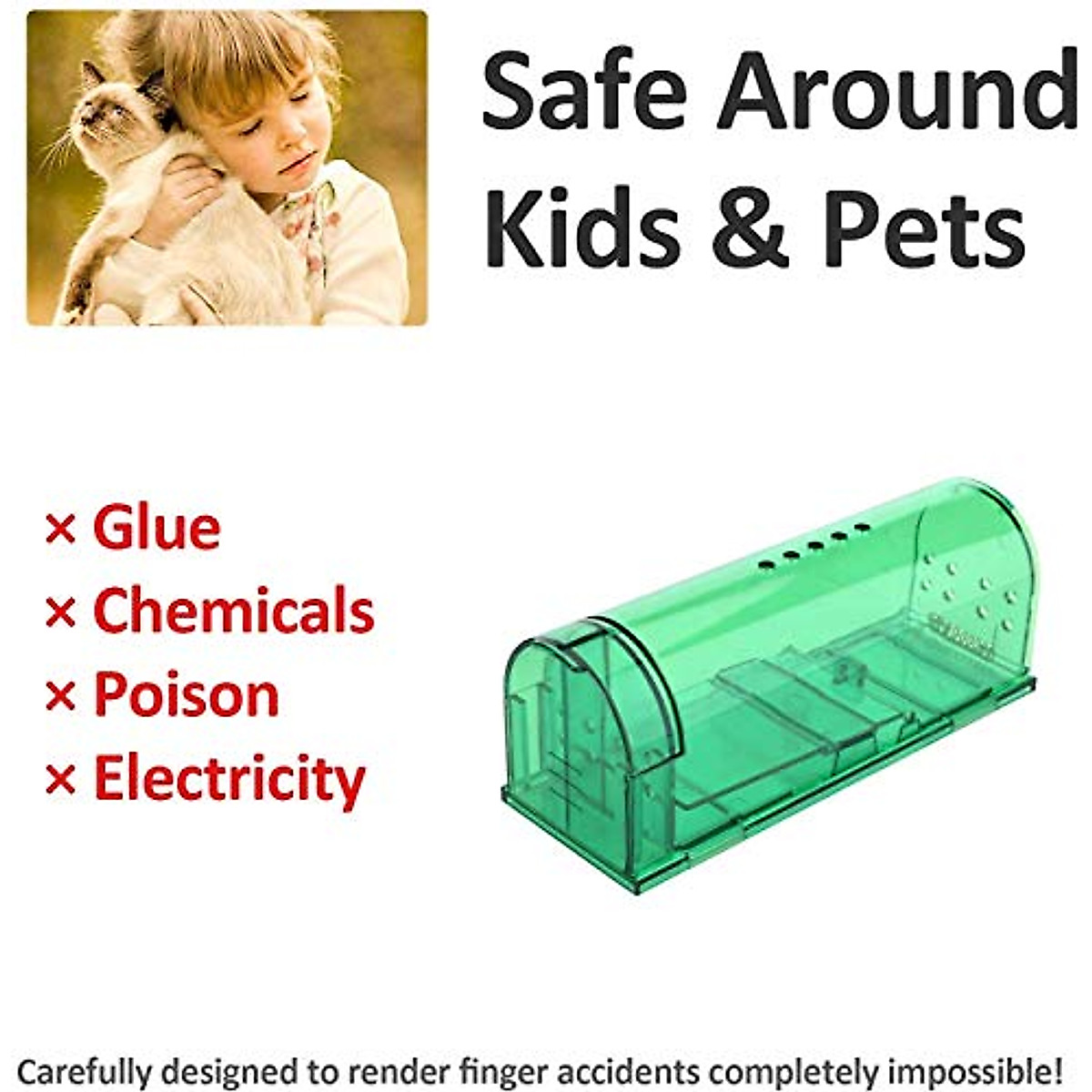 JM Traps 2019 New Upgraded Humane Mouse Trap, Easy to Set, Reusable, for Small Rodents,Pets Hamsters/Moles/Voles, Kids/Pet Safe