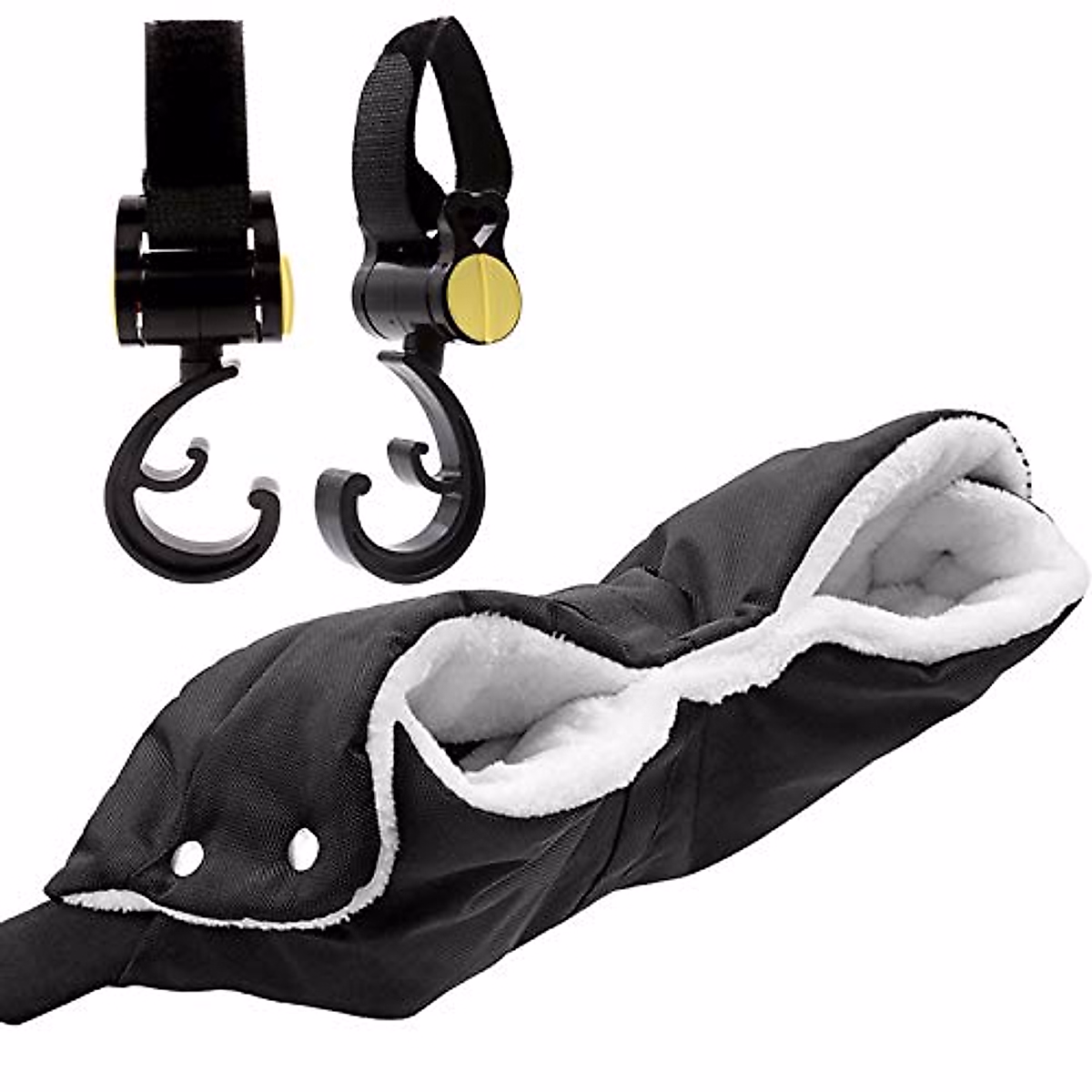 Stroller Hand Muff Winter Extra Thick Pushchair Gloves Black Hand Warmer for Parents and Caregivers in Cold Weather Anti-Freeze Windproof Snowproof Aosbos