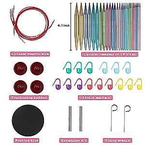 Ruidi 13 Pairs of Interchangeable Circular Knitting Needles Set