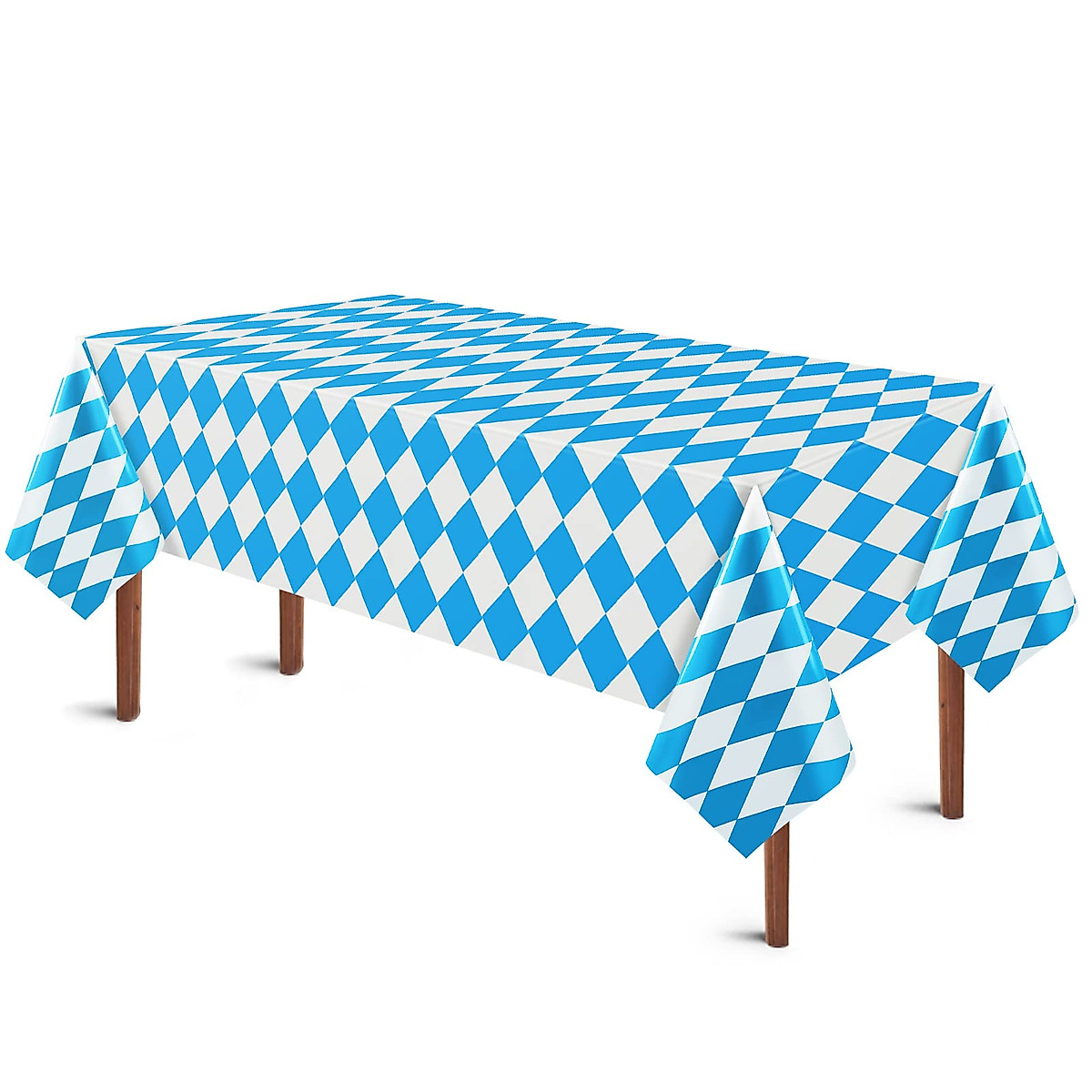 Boao 3 Pieces 51 x 71 Inch Oktoberfest Bavarian Flag Check Table Cover Plastic Rectangle Picnic Tablecloth for Octoberfest Outdoor Party Decor Christmas Party Favors