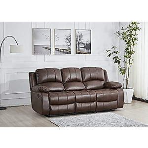 Betsy Furniture 2PC Bonded Leather Recliner Set Living Room Set, Sofa, Loveseat 8018 (Brown, Living Room Set 3+2)