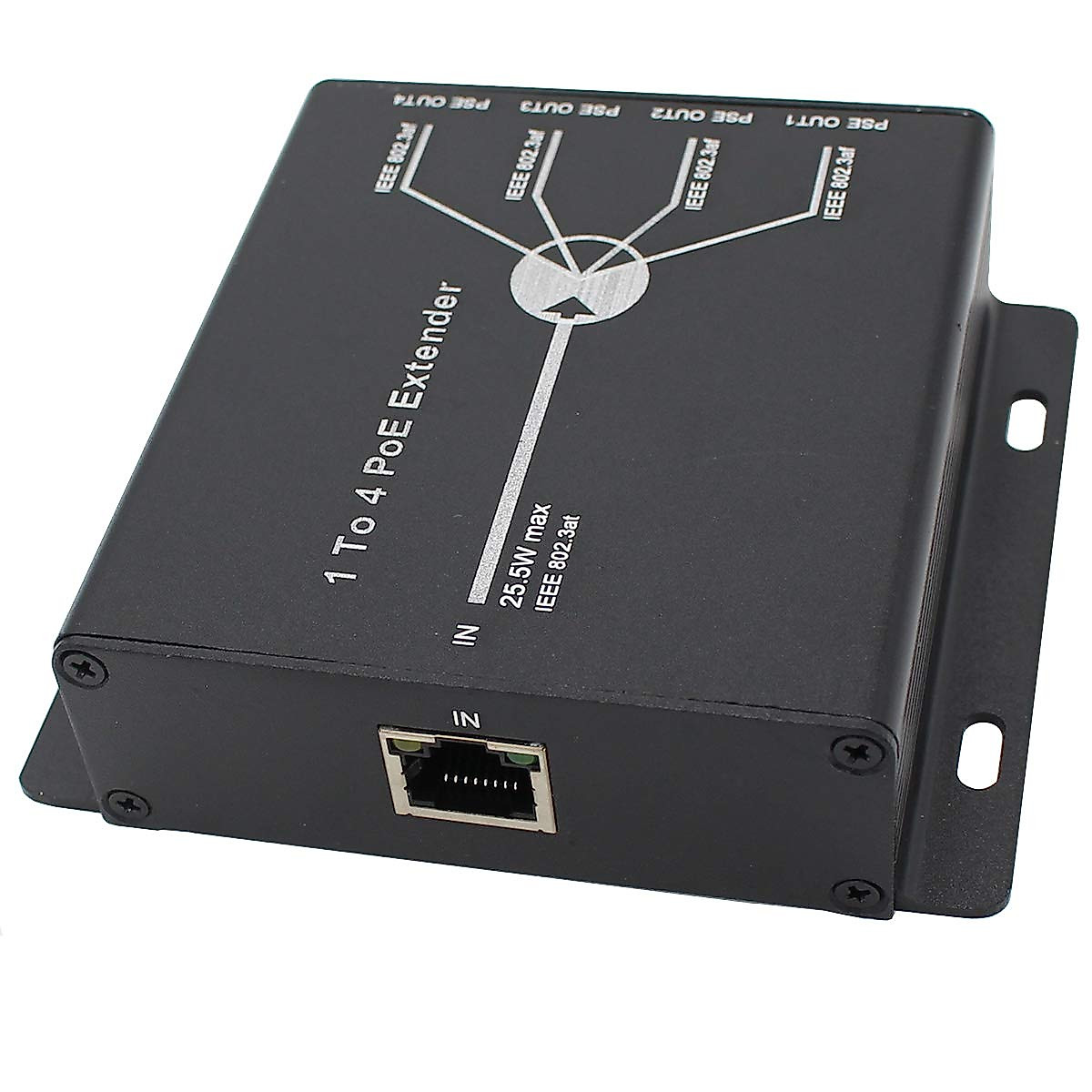 POE Extender RJ45 4-Port 10/100M IEEE802.3at (Power-in) to IEEE802.3af (Power-Out) for Ethernet/PoE Power AP, IP Camera, IP Telephone and Other Network equipments