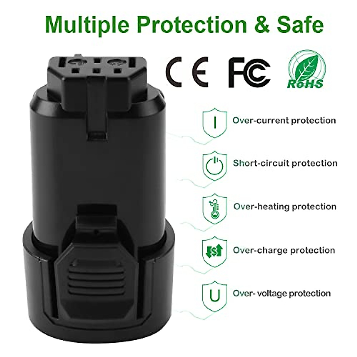 Hanaix 2 Pack 3.0Ah Li-ion Replacement Battery for Ridgid 12v Battery R82007 R82008 R82009 R82048 R82049 R86048 AC82008 AC82049 AC82048 AC82059 130188001 130219001 130446011