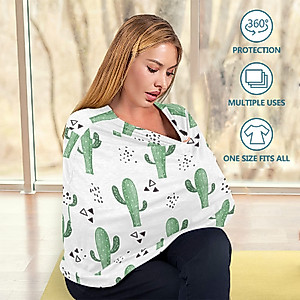 Green Cacti Baby Car Seat Covers Natural Plants Canopy Nursing Cover Breastfeeding Scarf Carseat Canopy Soft Infant Stroller Cover Multi Use for Boys and Girls