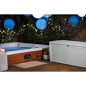 Keter Sumatra 135 Gallon Resin Rattan Look Outdoor Deck Box for Patio Furniture Cushions, Garden Tools, Toys, and Pool Storage