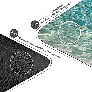 Qilmy Pacific Ocean Yoga Mat Non-Slip Foldable Sweat Absorbent Travel Yoga Mat with Carrying Bag for Yoga, Pilates, Exercise, Workout, Bikram and Hot Yoga 71 x 26 Inch