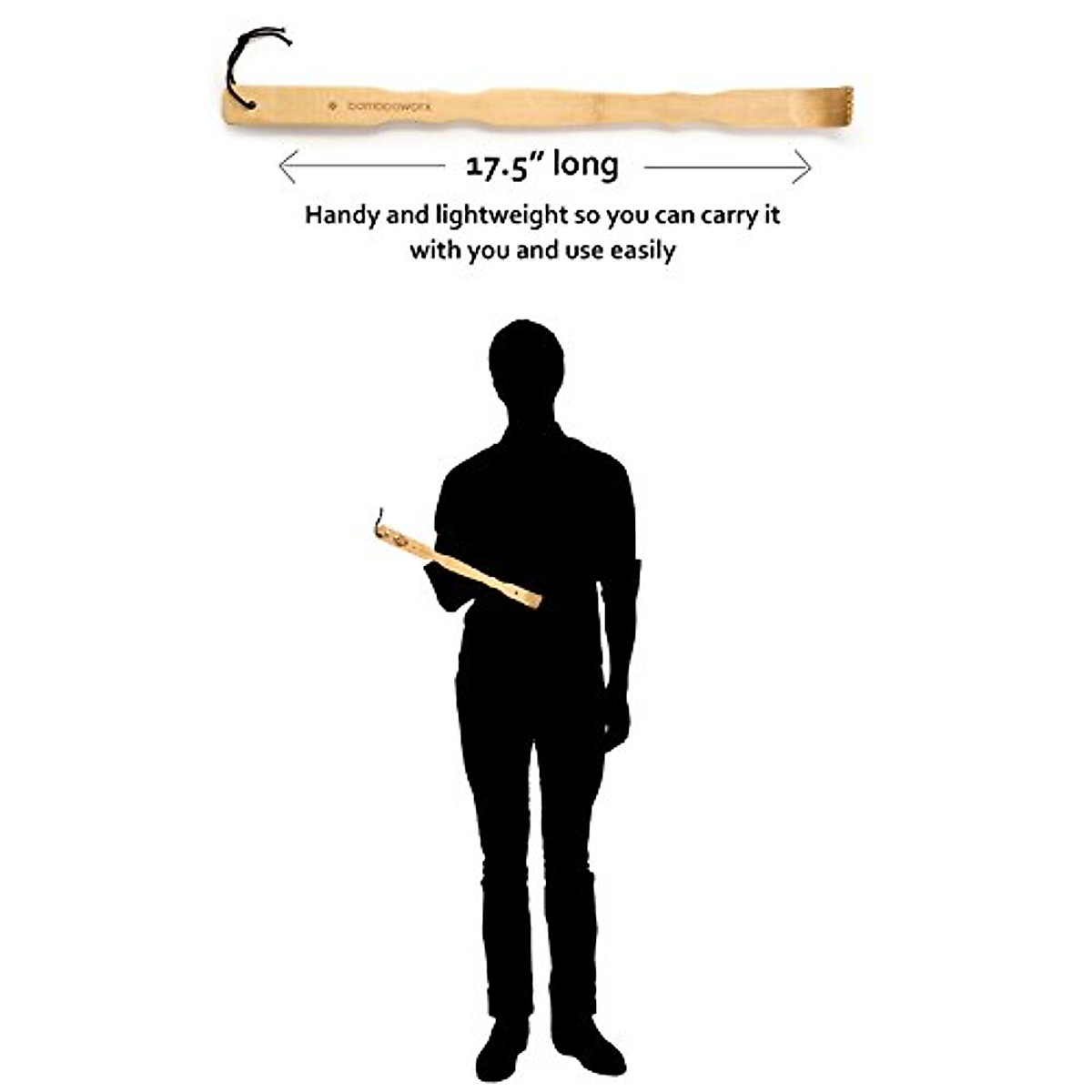 BambooWorx Traditional Bamboo Wooden Back Scratcher - 4 Piece Body Relaxation Massager Set for Men & Women - 17.5" Long Handle, Strong and Sturdy Itching Relief Back Scratchers - 100% Natural Wood