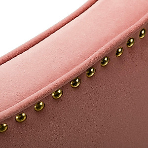 HULALA HOME Velvet Office Chair with Wingback and Decorative Nailhead, Adjustable Swivel Modern Armless Desk Chair, Cute Vanity Chair for Women (Gold Base, Fushia)