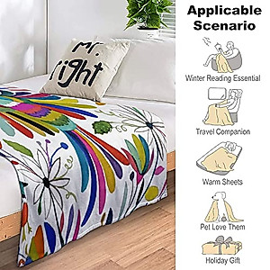 Otomi Bird Flannel Fleece Throw Blankets 50"X40" Lightweight Fluffy Winter Fall Blanket Cozy Soft Fuzzy Plush Home Decor for Couch Bed Sofa Bedroom Living Room Travel