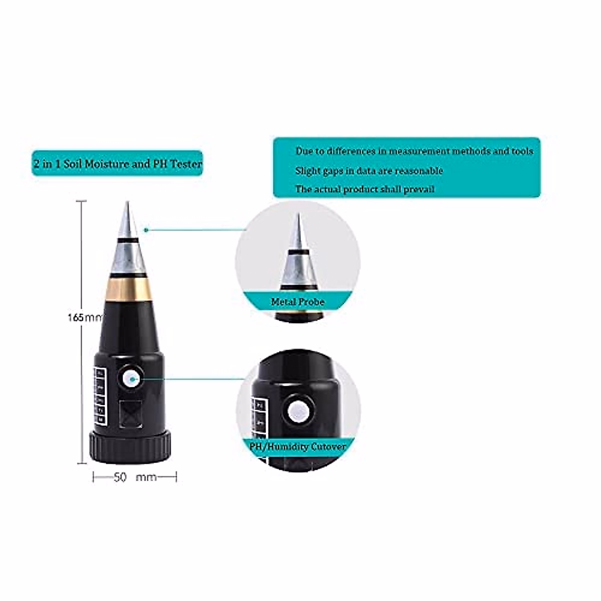 CNYST 2 in 1 Soil Moisture and PH Tester Meter Multifunctional Needle Type Soil Moisture PH Analyzer Gauge with PH Range 3 to 8 PH Moisture 1 to 8