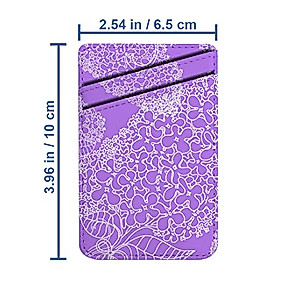 Diascia Pack of 2 - Cellphone Stick on Leather Cardholder ( Amazing Branches Lilac Flowers Violet Pattern Pattern ) ID Credit Card Pouch Wallet Pocket Sleeve