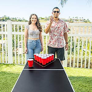 GoPong 8 Foot Portable Beer Pong / Tailgate Tables (Black, Football, American Flag, or Custom Dry Erase)
